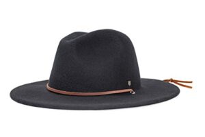 brixton mens field wide brim felt hat fedora, black, large us