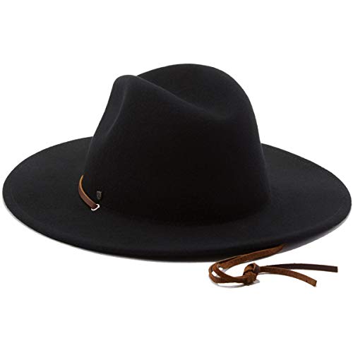 Brixton mens Field Wide Brim Felt Hat Fedora, Black, Large US