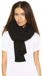 white + warren women's cashmere travel wrap scarf, black, one size