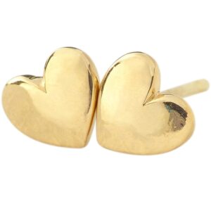 lifetime jewelry heart stud earrings 24k gold plated - safe for sensitive ears - women or men