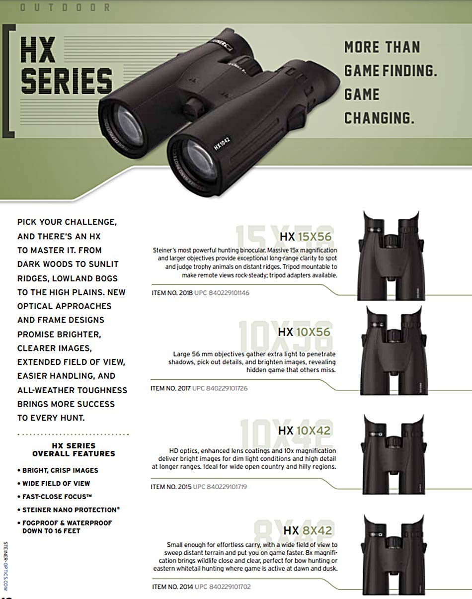 Steiner HX Series Binoculars, Versatile, Clear, High Precision Adventure Optics for Low Light and Daylight Situations, 10x42