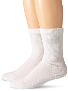 carolina ultimate men's diabetic non-binding crew socks 2 pack, white, medium