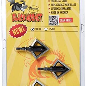 Magnus Black Hornet 2 Blade Broadhead (3 Pack), Black, 100 Grain