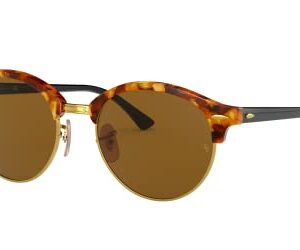 Ray-Ban RB4246 Clubround Round Sunglasses, Spotted Brown Havana/B-15 Brown, 51 mm