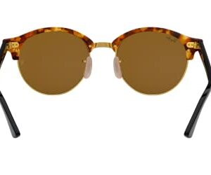 Ray-Ban RB4246 Clubround Round Sunglasses, Spotted Brown Havana/B-15 Brown, 51 mm