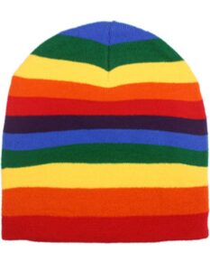 rainbow stripe stripped multi color knit beanie stocking cap winter hat