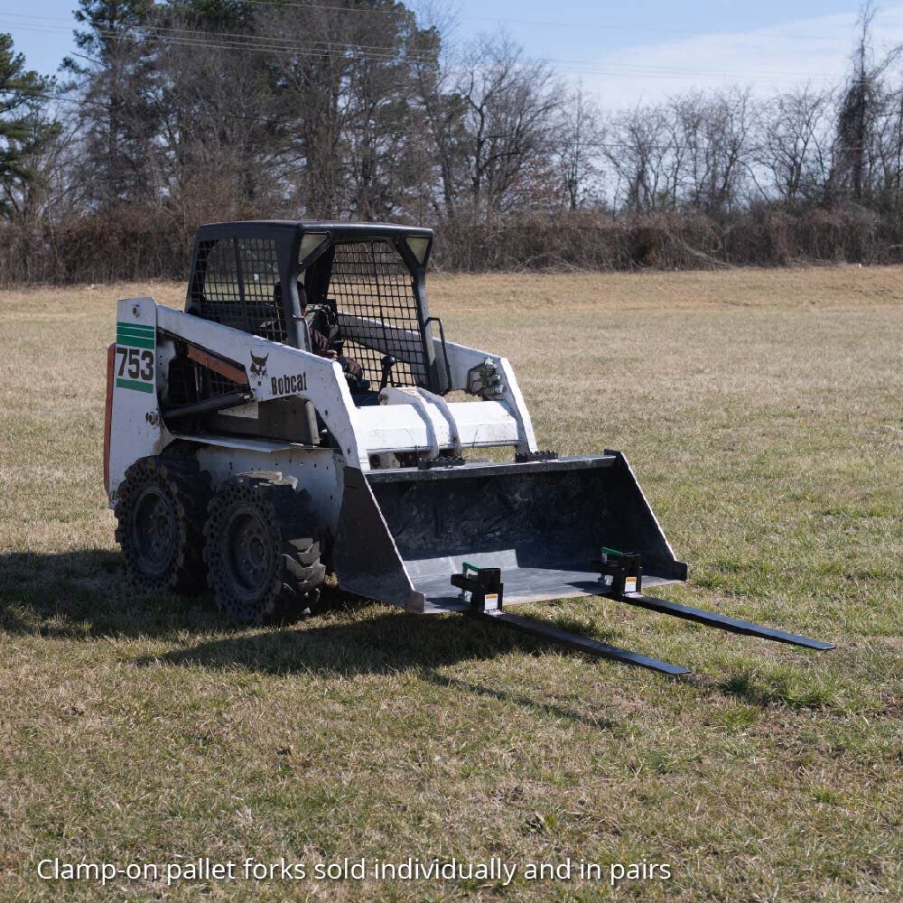 Titan Attachments Single Heavy-Duty 60" Clamp-on Pallet Fork, 47" x 4" Fork Length, Rated 6,000 LB, Easy to Install on Loader or Skid Steer Bucket