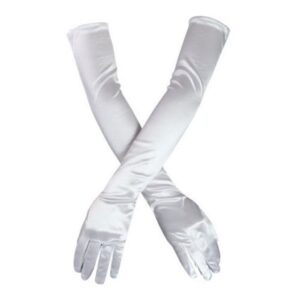 dreamhigh women's party wedding 21" long satin finger gloves white