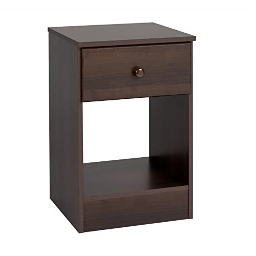 Prepac Astrid Simplistic Tall Nightstand Side Table with 1 Drawer and Open Shelf, Functional Bedside Table 16" D x 16" W x 24.5" H, Black, BDNH-0401-1