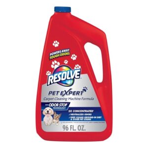 resolve pet expert carpet steam cleaner solution, pet stain and odor remover, carpet cleaner, carpet cleaner solution, 96 fl oz bottle, 2x concentrate