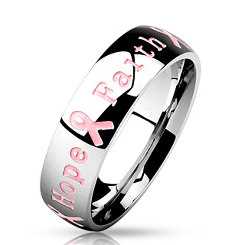 Cancer Awareness T1 Pink Ribbon Breast Ring Hope Strength Courage Faith (7)