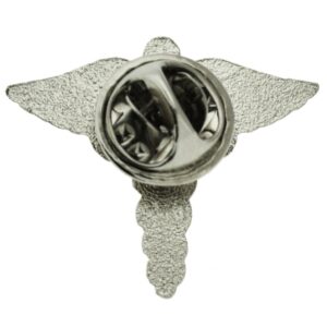 PinMart Silver Plated Medical Caduceus Lapel Pin