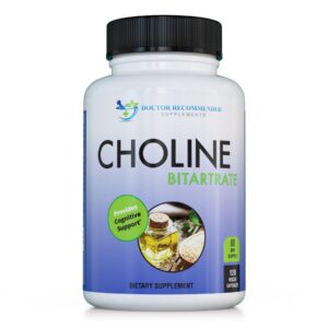 premium choline - 500 mg - 120 veggie capsules - by doctor recommended supplements - supports cognitive health, memory & more