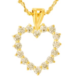 lifetime jewelry cubic zirconia open heart pendant necklace 24k real gold plated