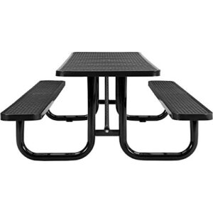 Global Industrial 8' Rectangular Picnic Table, Surface Mount, Black (96" Long)