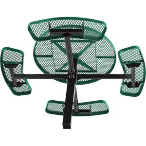 Global Industrial 46" Round Picnic Table, In-Ground Mount, Green