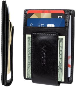 viosi money clip slim leather wallet for men front pocket rfid blocking card holder with rare earth magnets