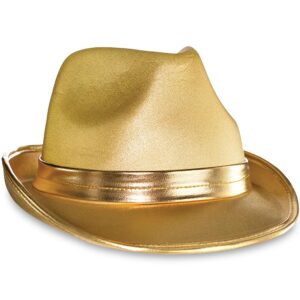 stunning gold velour fedora hat - 5" x 12" - stand out in the crowd - perfect accessory for all occasions, 1 pc