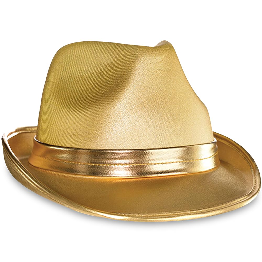 Stunning Gold Velour Fedora Hat - 5" x 12" - Stand Out in the Crowd - Perfect Accessory for All Occasions, 1 Pc