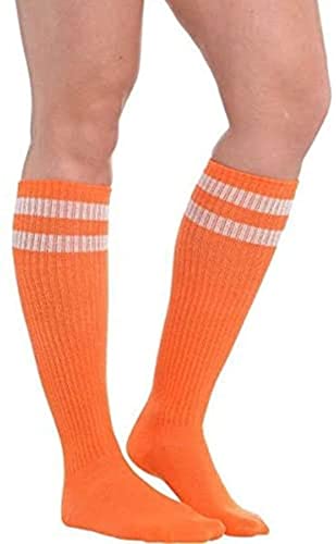 Orange Striped Knee Socks - One Size Fits Most (Pack of 2) - Perfect Costume Accessory & Footwear for Unforgettable Outfits