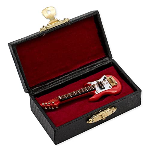 Broadway Gift 3 Inch Red Electric Guitar Music Instrument Miniature Replica with Lined Case