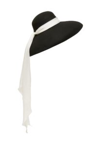 utopiat high-end audrey style adjustable oversized black wool hat w/silk scarf inspired by bat's