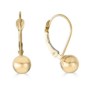 avora 10k yellow gold polished 6mm ball lever-back drop earrings