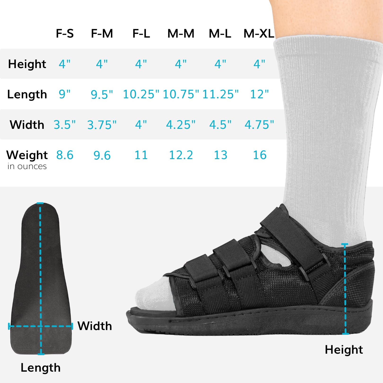 BraceAbility Post-op Shoe for Broken Foot or Toes | Medical/Surgical Walking Boot Cast, Stress Fracture Brace & Orthopedic Sandal with Hard Sole (MEDIUM - FEMALE)