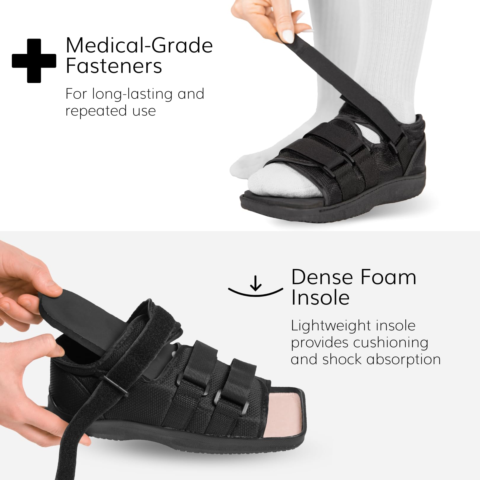 BraceAbility Post-op Shoe for Broken Foot or Toes | Medical/Surgical Walking Boot Cast, Stress Fracture Brace & Orthopedic Sandal with Hard Sole (MEDIUM - FEMALE)