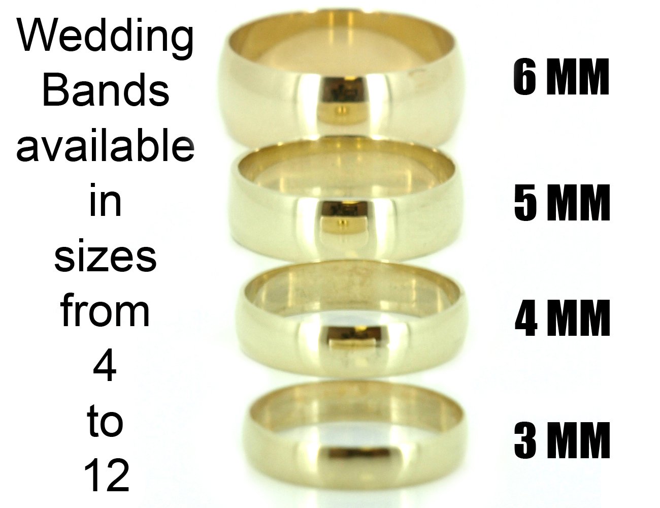 Wedding Bands Solid Real 10K Yellow Gold 3mm Plain Men & Women (12)