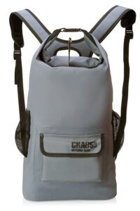 chaos ready waterproof dry bag backpack | marine dry bag for kayaking, fishing, gray,