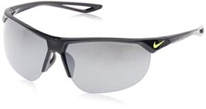 nike golf cross trainer sunglasses, black/volt frame, grey with silver flash lens