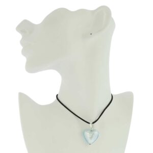 GlassOfVenice Murano Glass Heart Pendant - Silver Ice