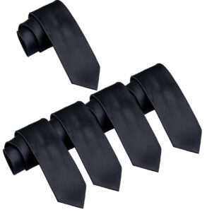 fomann mens skinny tie wholesale lot of 5 mens solid color neckties 2 inch (black)