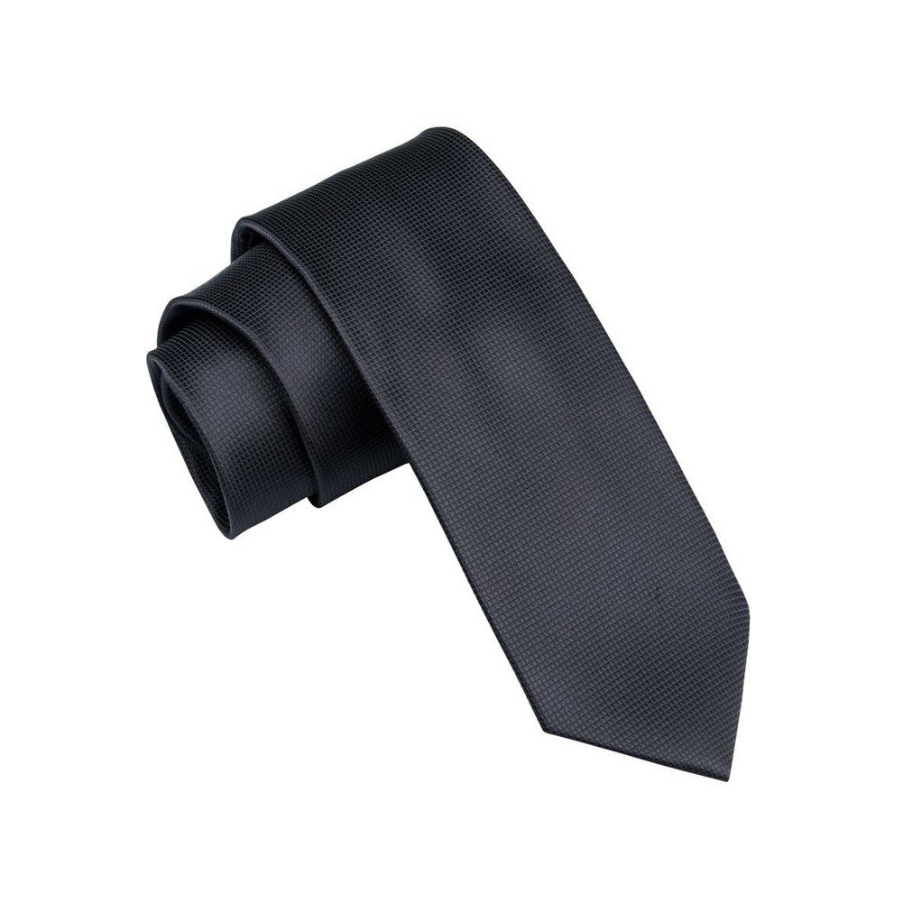 FOMANN Mens Skinny Tie Wholesale Lot of 5 Mens Solid Color Neckties 2 Inch (Black)