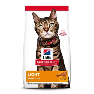 hill's science diet light, adult 1-6, weight management support, dry cat food, chicken recipe, 16 lb bag