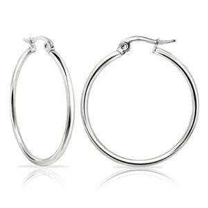 Hoops & Loops - Sterling Silver 30mm High Polished Click Top Hoop Earrings in Sterling Silver