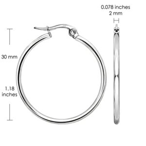 Hoops & Loops - Sterling Silver 30mm High Polished Click Top Hoop Earrings in Sterling Silver