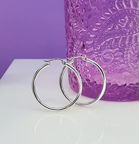 Hoops & Loops - Sterling Silver 30mm High Polished Click Top Hoop Earrings in Sterling Silver