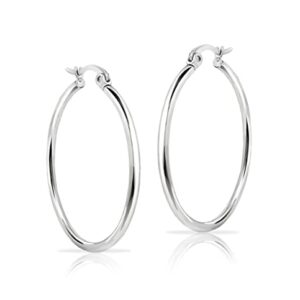 Hoops & Loops - Sterling Silver 30mm High Polished Click Top Hoop Earrings in Sterling Silver