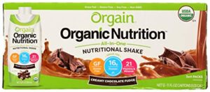 orgain chocolate fudge nutritional shake,11 fl oz (pack of 12)