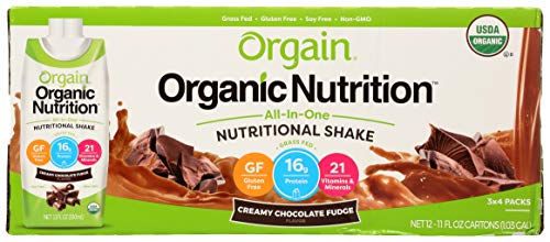 ORGAIN Chocolate Fudge Nutritional Shake,11 Fl oz (Pack of 12)