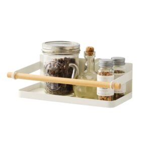 YAMAZAKI Storage Caddy Home Magnetic Steel + Wood | Spice Rack, One Size, White