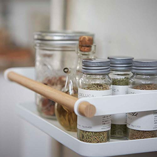 YAMAZAKI Storage Caddy Home Magnetic Steel + Wood | Spice Rack, One Size, White