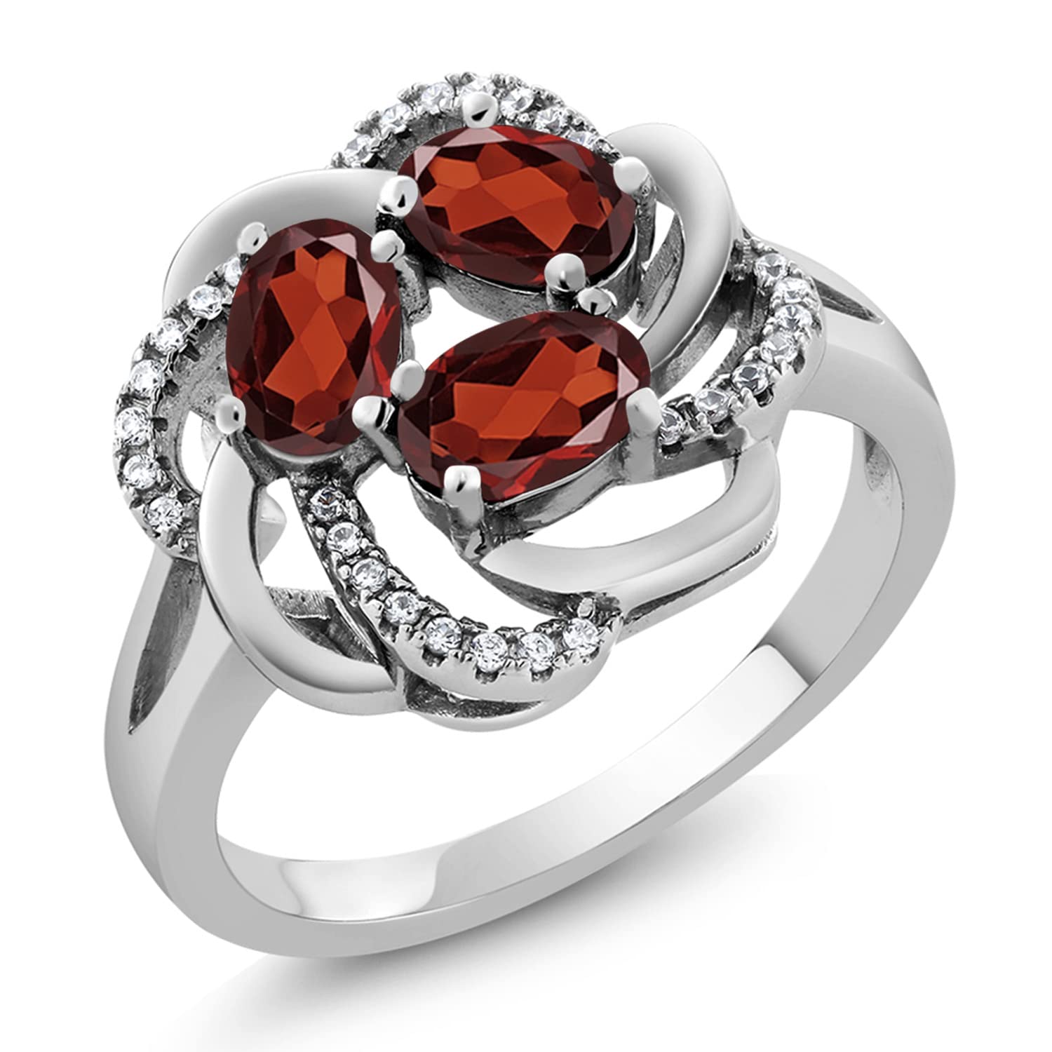 Gem Stone King 925 Sterling Silver Red Garnet Ring For Women (1.87 Cttw, Oval 6X4MM, Gemstone January Birthstone, Available In Size 5, 6, 7, 8, 9)