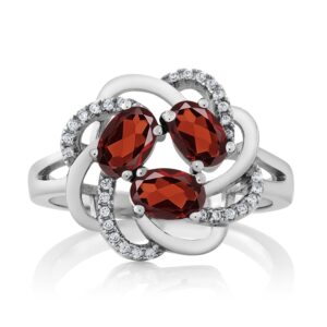 Gem Stone King 925 Sterling Silver Red Garnet Ring For Women (1.87 Cttw, Oval 6X4MM, Gemstone January Birthstone, Available In Size 5, 6, 7, 8, 9)