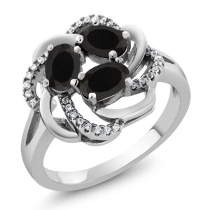 gem stone king 925 sterling silver black onyx ring for women (1.54 cttw, oval 6x4mm, gemstone december birthstone, available in size 5, 6, 7, 8, 9)