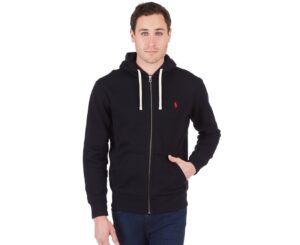 polo ralph lauren men's classic fleece full zip hoodie, black, xxl