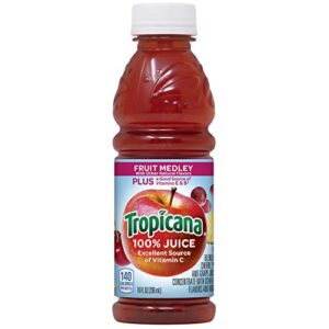 tropicana 100% juice, fruit medley, 10 fl oz (pack of 15) - real fruit juices, vitamin c rich, no added sugars, no artificial flavors