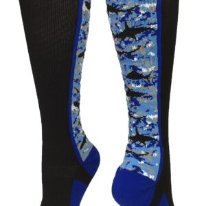 MadSportsStuff Digital Camo Shark Socks Over the Calf (Black/Blue/White, Small)